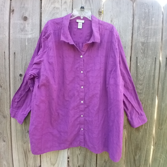 Catherines | Tops | Catherines Top Womens Sz 4x 332w Purple Button Long ...